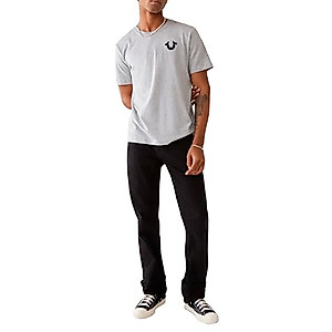 True Religion Men's Ricky Low Rise Straight Leg Jean with Back Flap Pockets, Body Rinse Black, 44