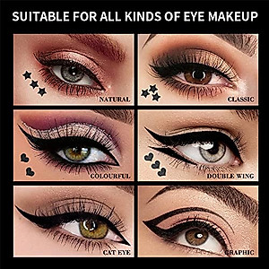 Eyeliner Stamp - Winged Eyeliner Stamp for All Eye Shapes, Easy Cat Eye Stencil Makeup Tool, SmudgeProof & Waterproof Liquid Eye liner Pen, Winged Stamp (10MM, Black)