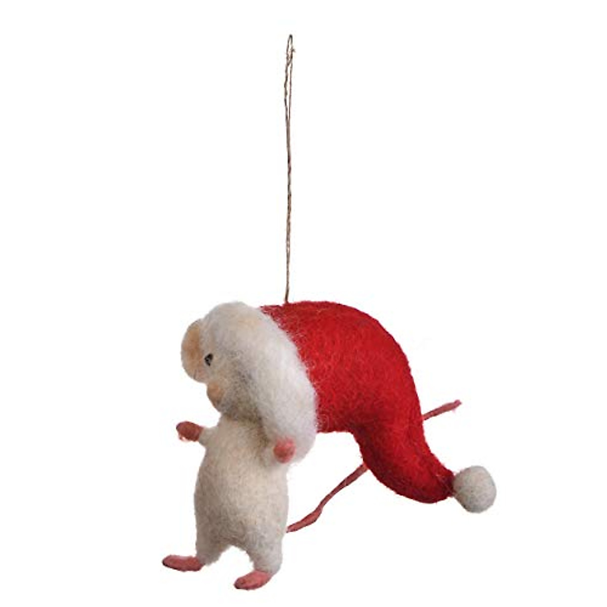 De Kulture Handmade Premium Wool Felt Elf Christmas Mouse Eco Friendly Needle Felted Christmas Xmas Tree Decoration Stuffed Ornament for Home Office Holiday Décor, 2.5X4.5X4.5 (LWH) Inches