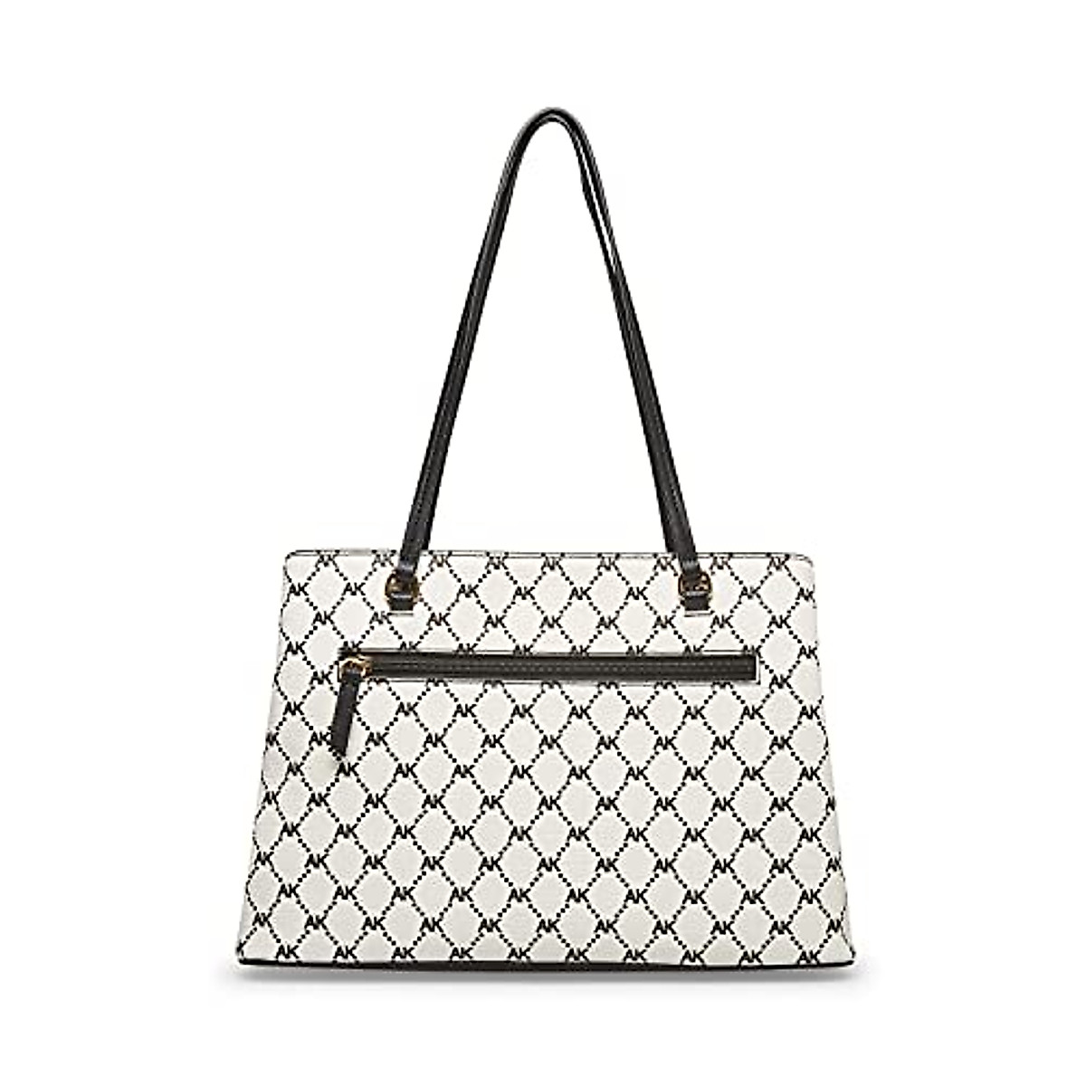 Anne Klein womens Anne Klein Triple Compartment Satchel with Card Pouch, Black/White, 13.5 L x 4.75 D 9 H US