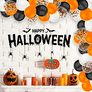 50 Pcs 12 Inch Halloween Balloons Orange Black White Balloons Set for Halloween Celebration Trick or Treat Party Wedding Graduation Birthday Baby Shower Party Decorations