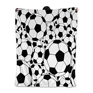 Fleece Soccer Blanket Super Soft Plush Throw Blanket Cozy Warm Bed Blankets Lightweight Microfiber Flannel Blankets for Couch, Bed, Sofa (40" x 50")