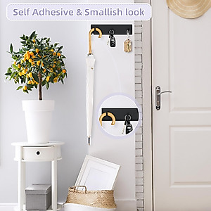 VIS'V Key Holder Wall Mount, Matte Black Self Adhesive Key Hanger Metal Small Key Rail with 3 Key Hooks Key Rack Keychain Holder with Extra Adhesive for Entryway Hallway Doorway Camper