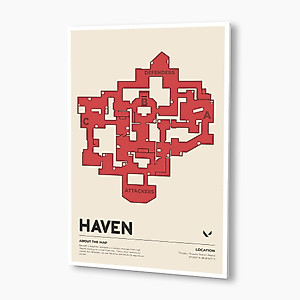 Haven Map Poster, Unframed, Premium Photo Paper - Perfect Decor for Gamers (8"x10", Red)