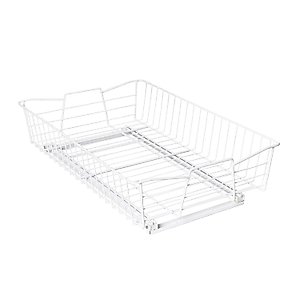 Knape & Vogt Simply Put 14-in W x 5.25-in H Metal 2-Tier Pull Out Cabinet Basket, 14 Inch, White Powder Coated Finish