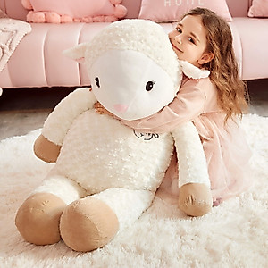 IKASA 30" Giant Sheep Stuffed Animal - Jumbo Soft Kawaii Plush Toy for Kids & Girlfriend (White)