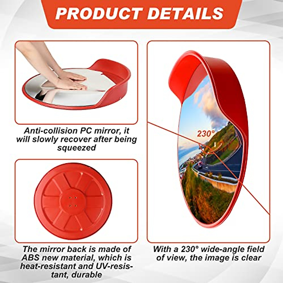 2 Pieces Safety Convex Mirror Traffic Mirror Corner Mirror Outdoor Security Mirror Blind Spot Mirror for Driveway Road Parking Lot Garage Warehouse, Tear off The Protective Film Before Use (24 Inch)