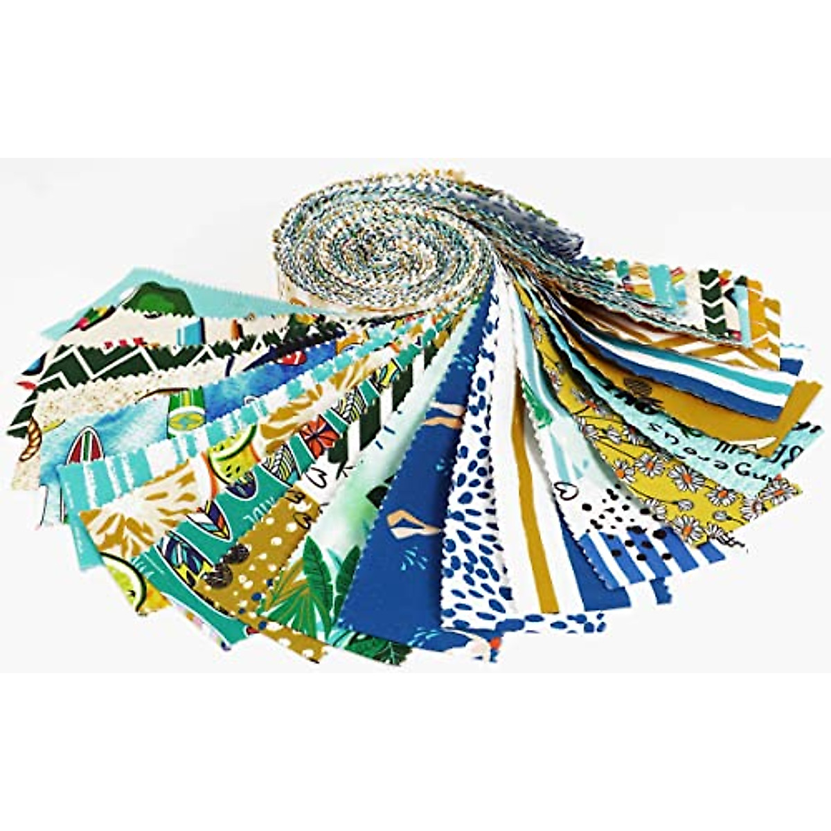 Soimoi 40Pcs Summer Print Cotton Precut Fabrics for Quilting Craft Strips 2.5x42inches Jelly Roll - Multicolor
