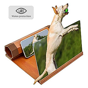 12” HD Screen Magnifier,3D Screen Projector/Amplifier,Wooden/Foldable/Portable Stand,Movies/Videos/Gaming Enlarger Holder,Accessories/Gadget/Tool,Compatible with iPhone/Android/Mobile/Smart/Cell Phone