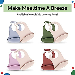 Lull Kids Silicone Bibs for Babies - Easy Clean Silicone Bibs With Food Catcher - Baby Eating Supplies, Waterproof Bibs - Silicone Baby Bibs For Girls, Baby Bibs For Boys, Toddler Bibs (Pink/Cream)
