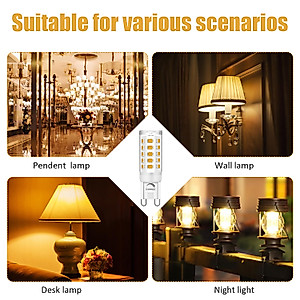 Ugvmn G9 LED Bulb Dimmable, No Flicker 2700K Soft Warm White T4 Small G9 LED Bi Pin Base, 4W (40W Halogen Replacement Bulbs), Chandelier Light Bulbs for Home Lighting, 4 Pack (Modern, Count, 4)