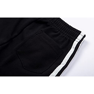 LittleSpring Cotton Tracksuits for Little Boys Full Zip Jackets and Jogger Set Black Size 7-8