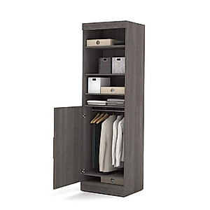 Bestar Nebula Shelving Unit with Door, 25W, Bark Grey