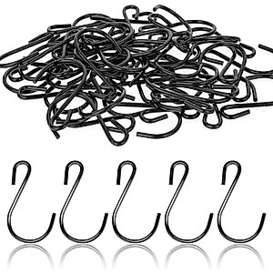 50 PCS Small S Hooks, 1.26 Inch S Hooks for Hanging, Ornament Hooks Black, Utility Mini S Shaped Hooks,Wire Hooks Jewelry Hooks, for Key Ring Chain Hardware Pet Name Tag