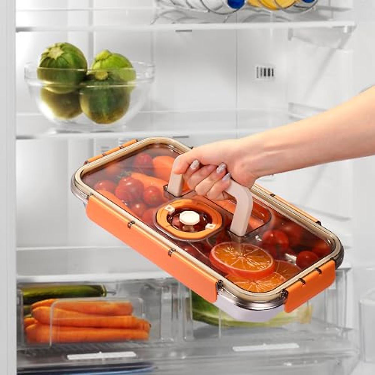 Gitohoni 304 Stainless Steel Food Storage Container - Airtight Fresh Keeper Metal Food Storage Box with Lid and Handle Reusable Meal Prep Container for Salad, Fruit 77.5 OZ