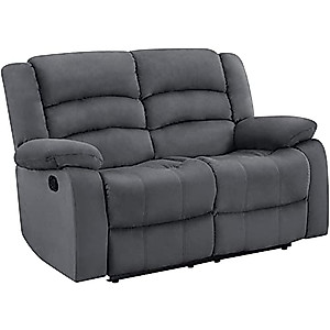 Blackjack Furniture Winthrop Microfiber, Modern Recliner Chair for Living Room and Home Theater, 60" L x 35" W x 40" H, Den Loveseat, Gray