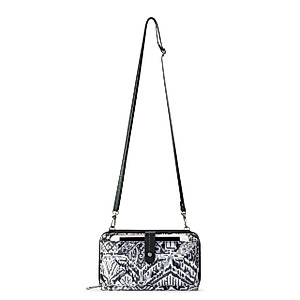 Sakroots Smartphone Crossbody Bag in Eco-Twill, Convertible Purse with Detachable Wristlet Strap, Includes Phone Wallet Pockets, Jet Brave Beauti