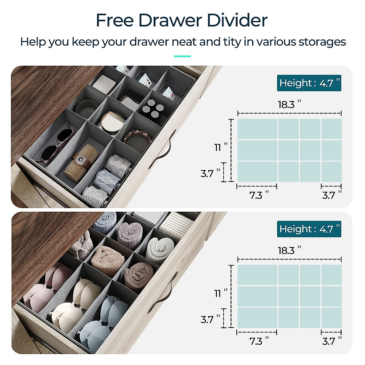 LINSY HOME 8 Drawer Double Dresser, Dresser for Bedroom, Farmhouse Dresser Chest with Wide Drawers, Wood Storage Chest of Drawers for Living Room