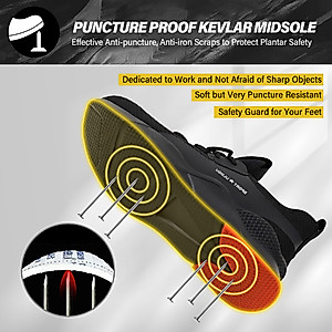 Waterproof Steel Toe Shoes for Men Women Work Shoes Lightweight Safety Sneakers Comfortable Puncture Proof Shoe Zapatos Punta de Acero para Hombres Black