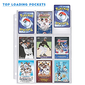 Homgaty 450 Pockets Baseball Card Sleeves, Trading Card Storage Album Pages Fit 3 Ring Binder, 9 Pocket Card Collector Holders Compatible with Skylanders, Pokemon,Top Trumps,Football Sport Cards