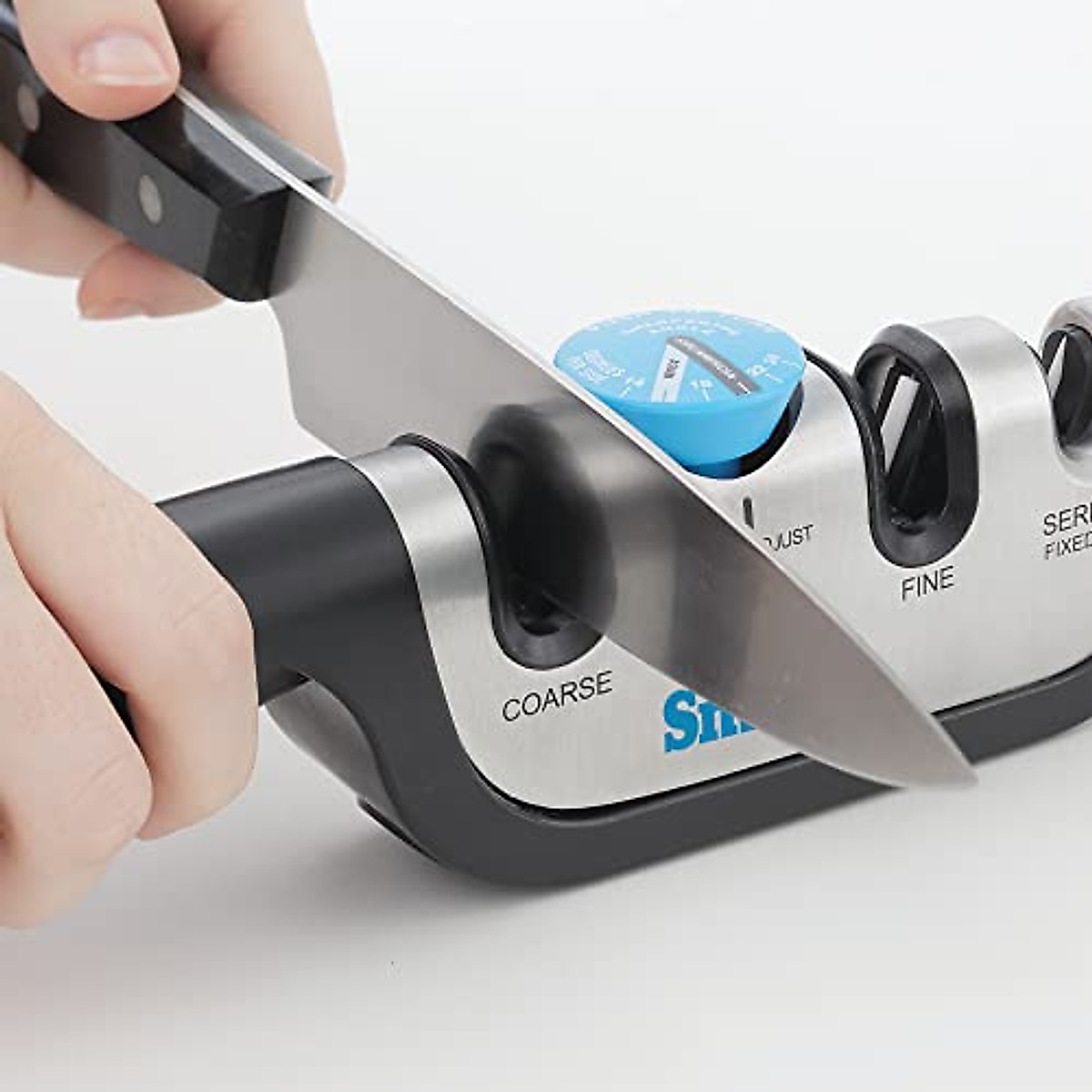 Smith’s 50146 Adjustable Angle Knife Sharpener - Stainless - Adjustable Sharpening Angles - Repair, Restore & Polish Blades - 2-Stage Handheld Manual Sharpener - Kitchen, Straight & Serrated Knives