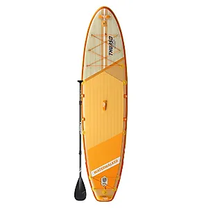 THURSO SURF Inflatable Stand Up Paddle Board All-Around SUP Waterwalker 126 10'6×31''×6'' Deluxe Package | Carbon Shaft Paddle | Roller Backpack | Dual Chamber Pump | Coiled Leash (Tangerine)
