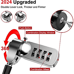 Computer Laptop Cable Lock • Slot Plate 6.23ft Cable • Security Computer Combination Lock • 4 Digital Password Protection Cable • Anti Theft Lock and Notebook Other Device