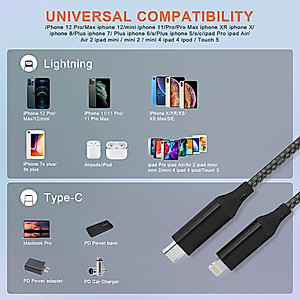 Extra Long USB C to Lightning Cable 20Ft/6M [Apple MFi Certified] iPhone Fast Charger Cable USB-C Power Delivery Fast Charging Cord 3A (max) for iPhone 13/12/11/XS/X/8