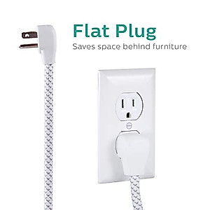 Philips 6 Outlet Power Strip Surge Protector, 6 Ft Power Cord, Designer Braided Extension Cord, Flat Plug, Perfect for Office or Home Décor, 1080 Joules, White, SPC3054WA/37