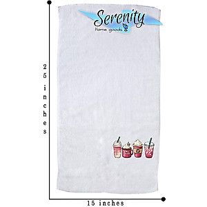 Decorative Kitchen and Bath Hand Towel | Valentines Day Love Coffee Latte | Winter Valentine's Day Themed | White Towel Home Decor Bathe Tea Towels Decorations | House Warming Gift Present