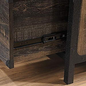 Sauder Steel River L-Shaped Desk, L: 59.84" x W: 57.32" x H: 29.53", Carbon Oak Finish