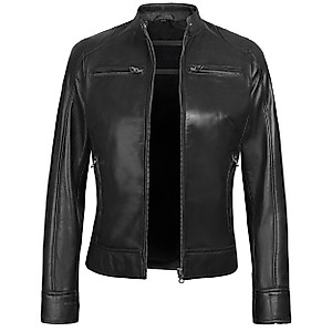 Decrum Womens Leather Jacket - Leather Jackets for Women | [1313764] Ddge Black, L