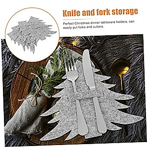 BESTOYARD 8pcs Christmas Tree Cutlery Set Cutlery Bag for Christmas Silverware Holder Bag Christmas Silverware Holder Dining Table Cutlery Bag Non-woven Fabric and Fork Desktop