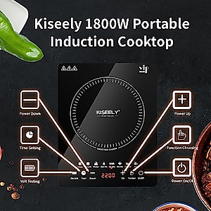 Portable Induction Cooktop, Countertop Burner with Multi-Function, 2200w Electric Stove with Easy Clean Glass, 8 Modes Sensor Touch Cooker