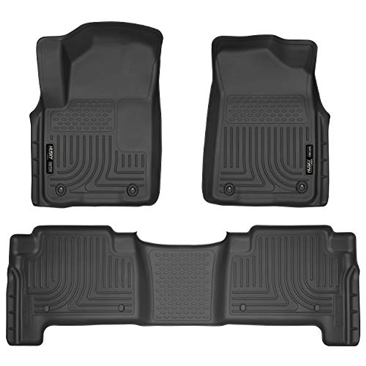 Husky Liners Weatherbeater | Fits 2011 - 2013 Infinity QX56, 2014 - 2018 QX80, 17 - 18 Nissan Armada, 10 - 15 Nissan Patrol, Front & 2nd Row Liners - Black, 3 pc.| 98611