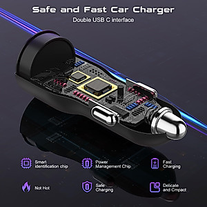 iPhone Fast Car Charger 3Ft, [Apple MFi Certified] 45W Dual USB C Port Power Delivery Car Charger with 2Pack 3ft USB C to Lightning Cable for iPhone 14 Pro/13 Pro Max/12 Mini/11 Pro/SE/X/8 Plus, iPad