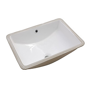 Undermount Bathroom Sink - Sarlai 21 x 14 inch Rectangular Vessel Sink Undermount Modern White Ceramic Rectangle Sink, Vanity Sink Art Basin with Overflow, Interior Bowl Size 18.3"x12.5"x6"