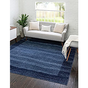 Unique Loom Del Mar Collection Area Rug - Abigail (7' 10" Square, Navy Blue/ Blue)