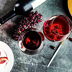 Red Wine Glasses Set of 6, 19.5 oz Durable Wine Glasses, Large Long Stem Wine Glasses with Unique Concave Bowl Base for Wine Tasting, Holiday and Home - Clear Glass