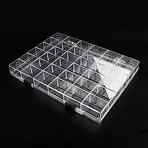 36 Grids Clear Plastic Organizer Box, Craft Storage Container for Beads Organizer, Art DIY, Crafts Jewelry Storage, Fishing Tackles, Rock Collection, 2 Pack
