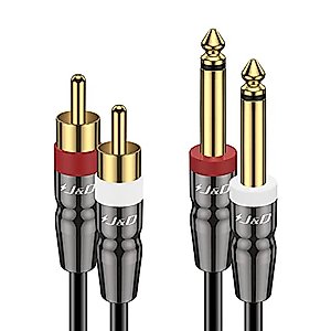 J&D Dual 1/4 inch TS to Dual RCA Cable, Heavy Duty 1/4 Male to RCA Male Adapter Stereo Audio Interconnect Quarter inch Cable, 3 Feet