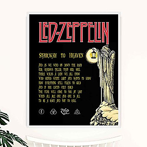 Led Zeppelin Band-"Stairway To Heaven" Song Lyrics Wall Art- 11 x 14" Rock Music Poster Print-Ready to Frame. Vintage Home-Office-Studio-Cave Decor. Perfect Gift for Musicians & All Zeppelin Fans!