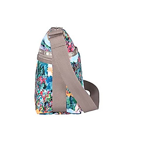 LeSportsac Scenic Brush Small Hobo Crossbody Handbag, Style 3709/Color E554, Vibrant Wildflowers & Soothing Landscapes Artfully Arranged in a Watercolor Inspired Dreamy Summer Palette