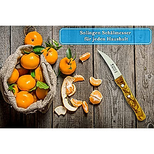 SMI - Peeling Knife Olive Wood Handle Paring Knife Fruit Knife Solingen Knife - Not Dishwasher Safe Made in Germany