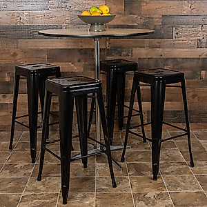 Flash Furniture Lily 30" High Metal Indoor Bar Stool in Black - Stackable Set of 4