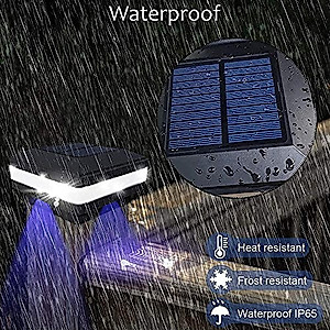 Sumaote Solar Post Cap Light, 52 LEDs 160 Lumen Outdoor Solar Post Light Fits 4x4 5x5 6x6 Wooden Posts Fence Post Lights Platform Garden Patio Deck Lighting 6000K White Light, Black Shell, 4 Pack