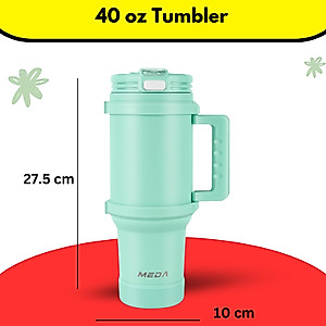 MEDA 40 oz Tumbler with Handle Foldable |Insulated, Reusable Travel Coffee Mug Stainless Steel | Perfect for Travel, Water, Iced Tea, Coffee (Green)