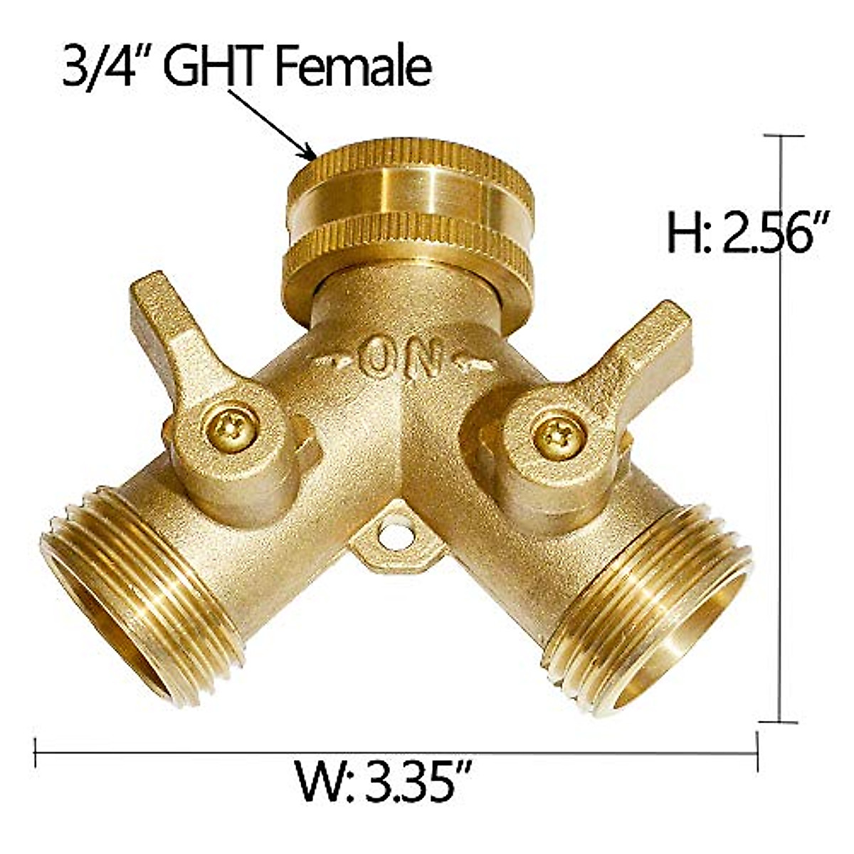 HQMPC Garden Hose Y Valve Hose Splitter Brass Hose Splitter with Solid Brass Handle Brass Y Valve Water Garden Hose Adapter 2 Way Y Valve 3/4" GHT Thread Extra 4 Presure washers (1)