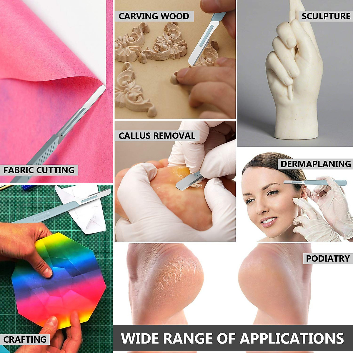 MedHelp Disposable Scalpel 23 Disposable Dermaplaning Blades with Plastic Handle, High Carbon Steel Dermablade Blades. Individually Wrapped 10 Blade, Sterile - Box of 10