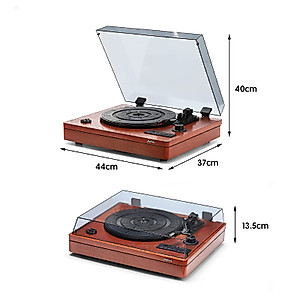 Bluetooth Vinyl Record Player, with Built-in Speakers, Vinyl Record to USB Recording,3-Speed Turntables (Walnut)